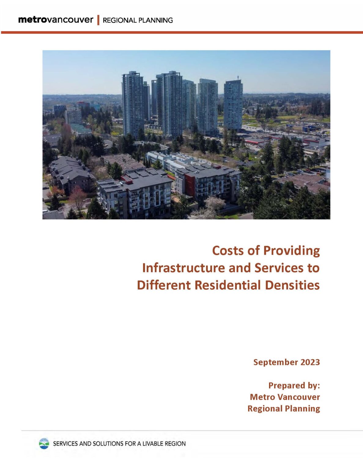 Costs of Providing Infrastructure and Services to Different Residential ...